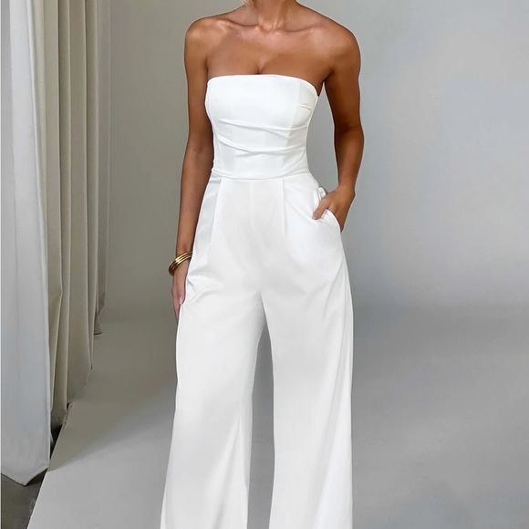 Baby Boo | Pants & Jumpsuits | Elegant White Strapless Jumpsuit | Poshmark